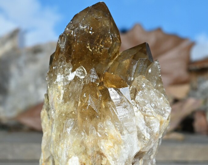 Big Natural Congo Citrine Cluster | 1.7LB Kundalini Quartz | Unheated ...