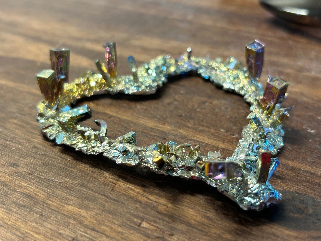 3.75 Carved Bismuth Heart Crystal Rainbow Bismuth Ore Spiritual Gift ...