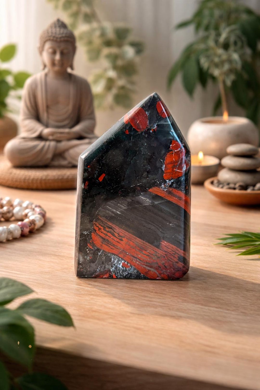 Red Bloodstone Crystal Freeform | 5" African Blood Stone Jasper Point ...