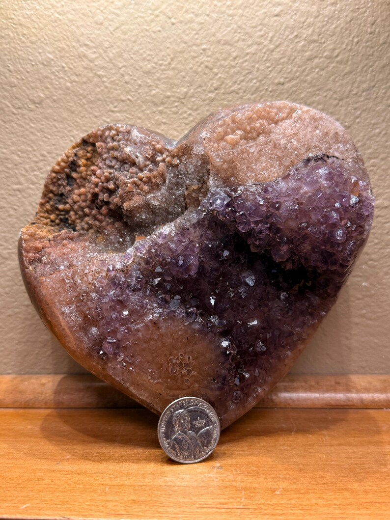 XL Amethyst Geode Heart Crystal Decor | 6" Druzy Agate Geode (uruguay ...