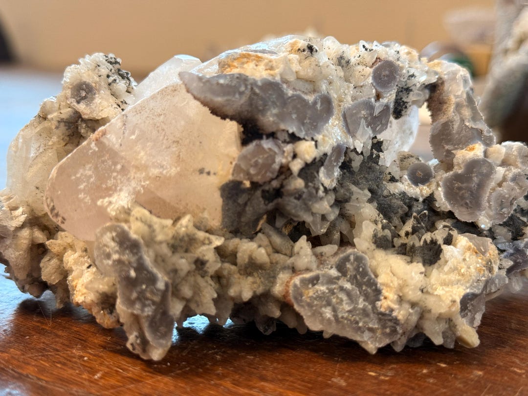 Rare Mineral Specimen | Big 1.5LB Quartz After Anhydrite With Calcite ...