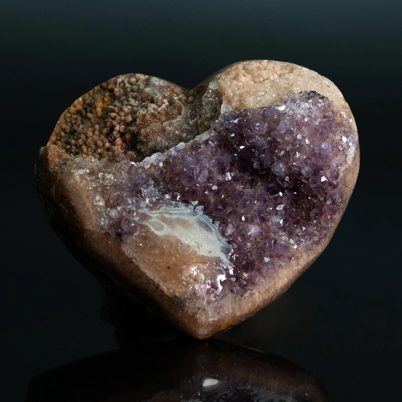 XL Amethyst Geode Heart Crystal Decor | 6" Druzy Agate Geode (uruguay ...