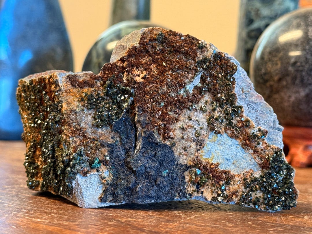 Libethenite on Dolomite Matrix Mineral Specimen From Congo | C37 - Etsy