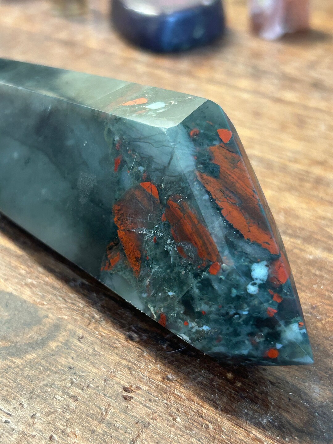Large African Bloodstone Crystal Point 6.5 Bloodstone Jasper Double ...
