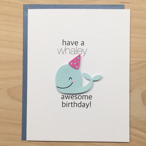 Happy Birthday Card Whale - Etsy