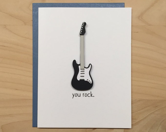 You Rock, Congratulations Card, Encouragement Card, Guitar Birthday ...