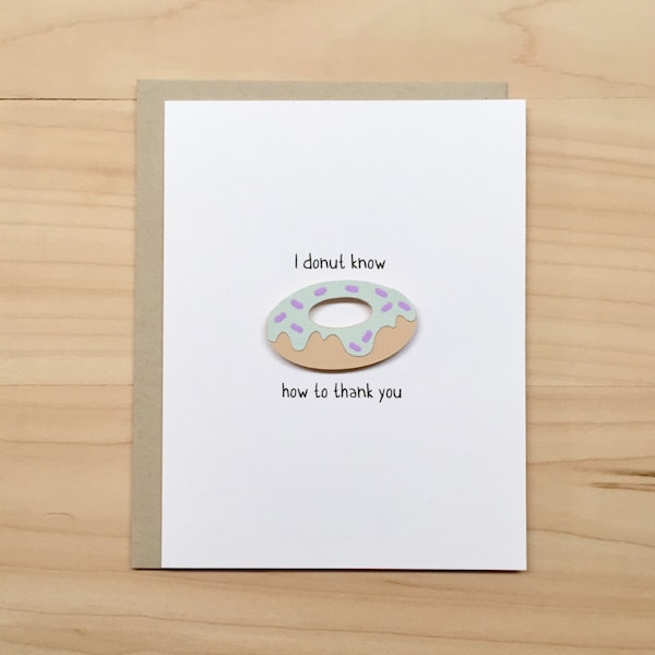 I Donut Know How to Thank You Cards - Etsy