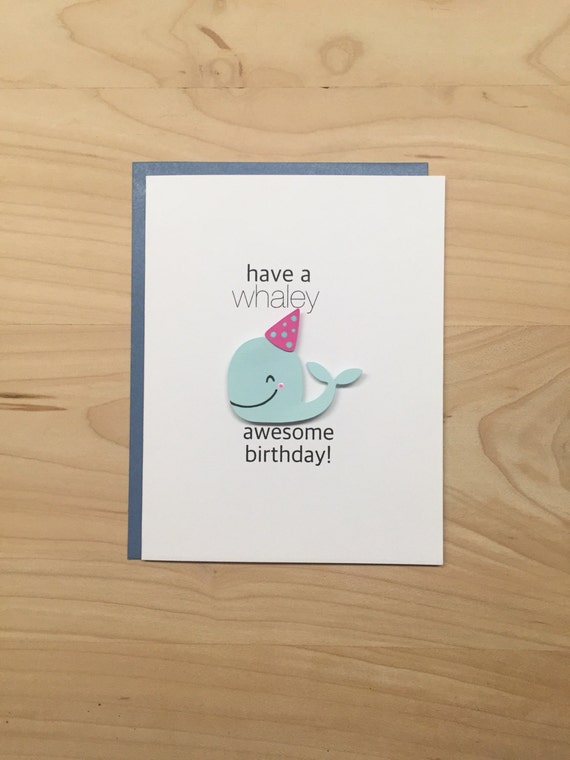 Whale Birthday Card Happy Birthday Card Cute Birthday Card - Etsy