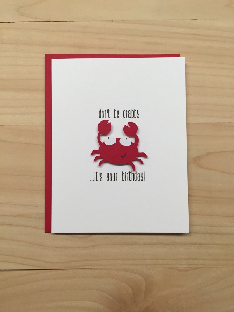 Crab Birthday Card Dont Be Crabby Birthday Card Happy - Etsy