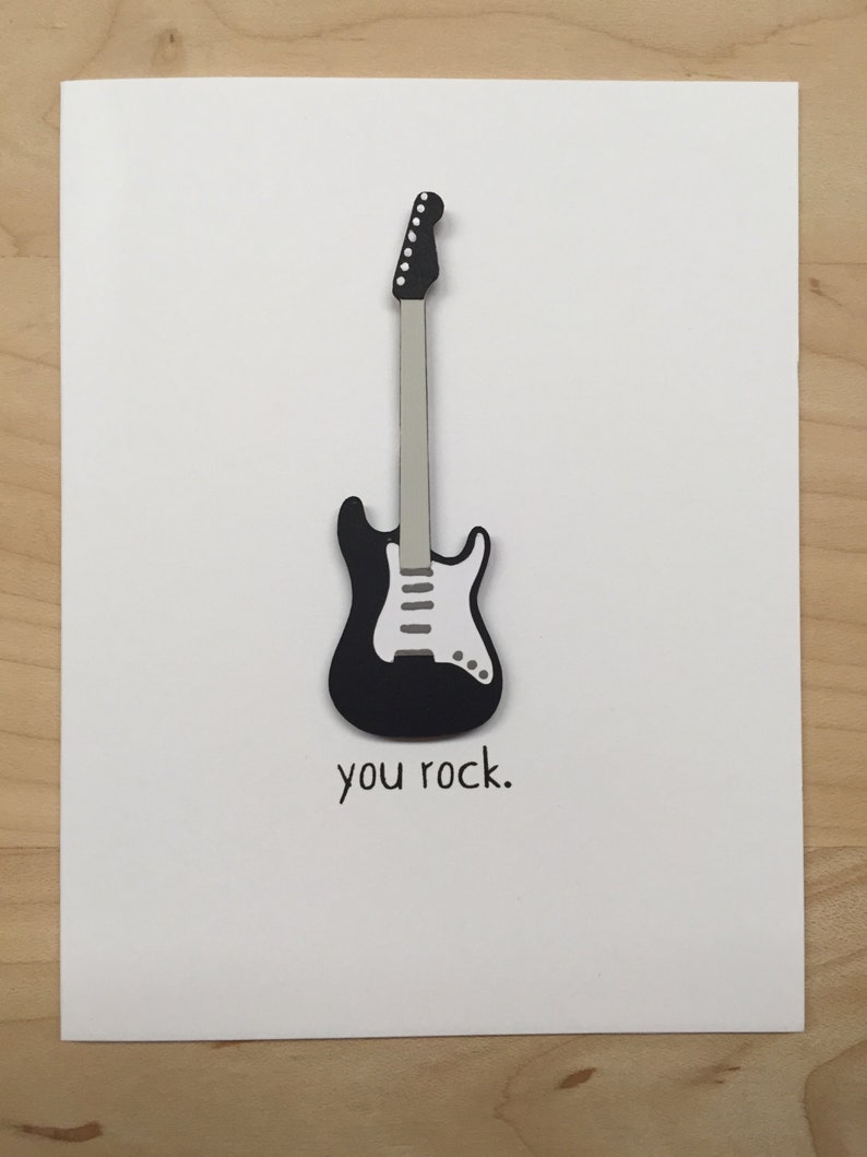 You Rock Congratulations Card Encouragement Card Guitar | Etsy
