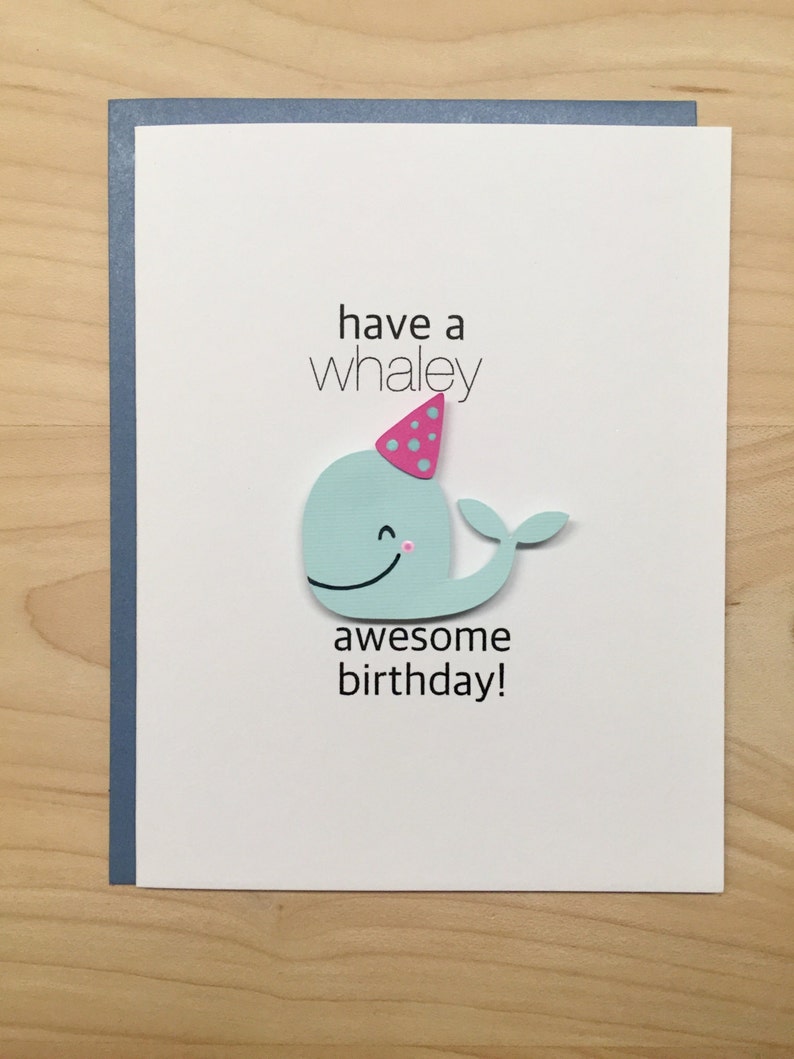 Whale Birthday Card Happy Birthday Card Cute Birthday Card - Etsy
