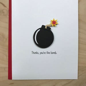 Thanks You're the Bomb, Cute Thank You Card, Funny Thank You Card ...
