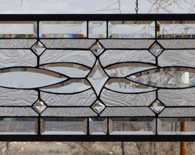 Stained Glass Transom Window Hanging 41 1/2 X 14 1/2 Incl Hooks - Etsy