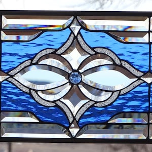 Stained Glass Transom Window HANGING 29 1/2 X 13 Including Hooks - Etsy