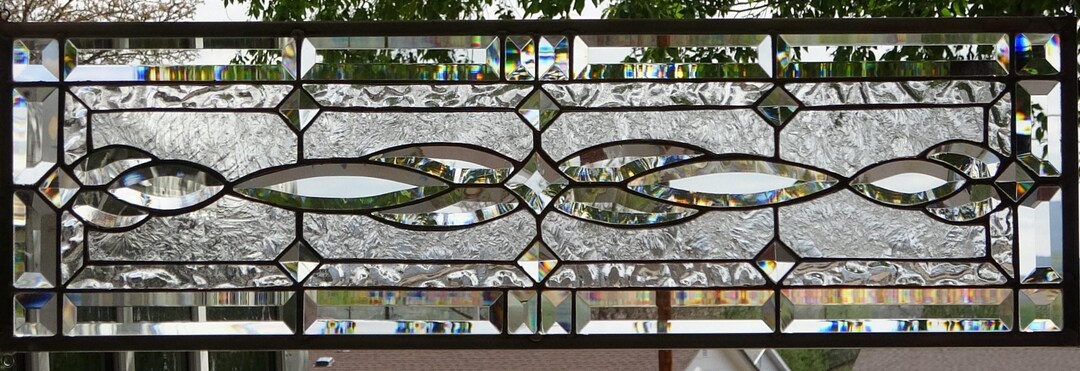 Stained Glass Transom Window HANGING 32 X 10 5/8 Including Hooks - Etsy