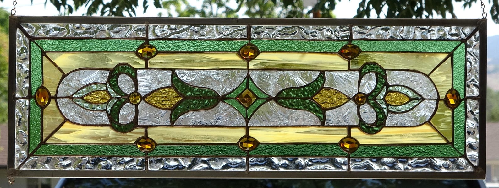 Stained Glass Transom Window HANGING 30 X 11 Including Hooks - Etsy