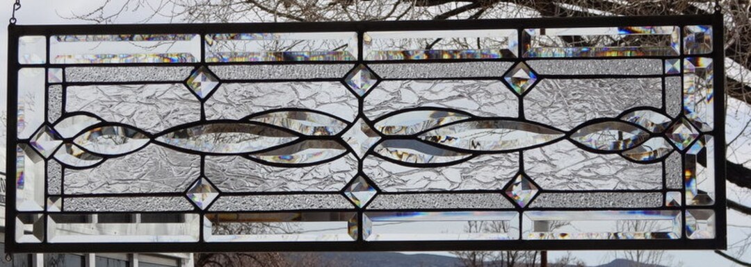 Stained Glass Transom Window Hanging 32 X 11 Including Hooks - Etsy