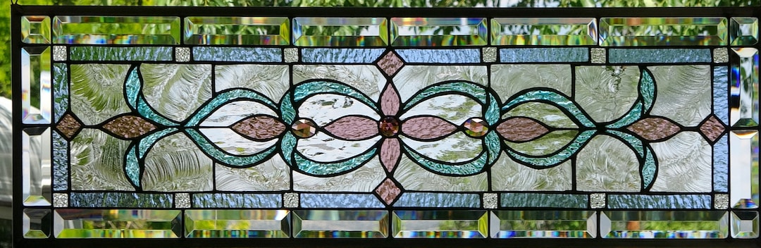 Stained Glass Transom Window HANGING 35 X 12 Including Hooks - Etsy