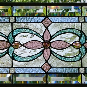 Stained Glass Transom Window HANGING 35 X 12 Including Hooks - Etsy