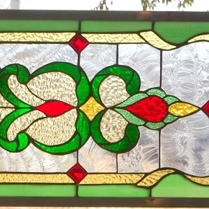Victorian Stained Glass Transom Window HANGING 35 X 14 1/2 Including ...