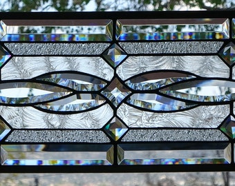 Stained Glass Transom Window HANGING 35 3/8 X 16 Including Hooks - Etsy
