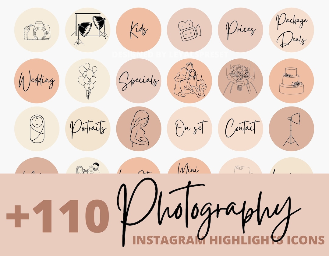 110 Photography Instagram Story Highlight Cover Icons, Hand-drawn and ...