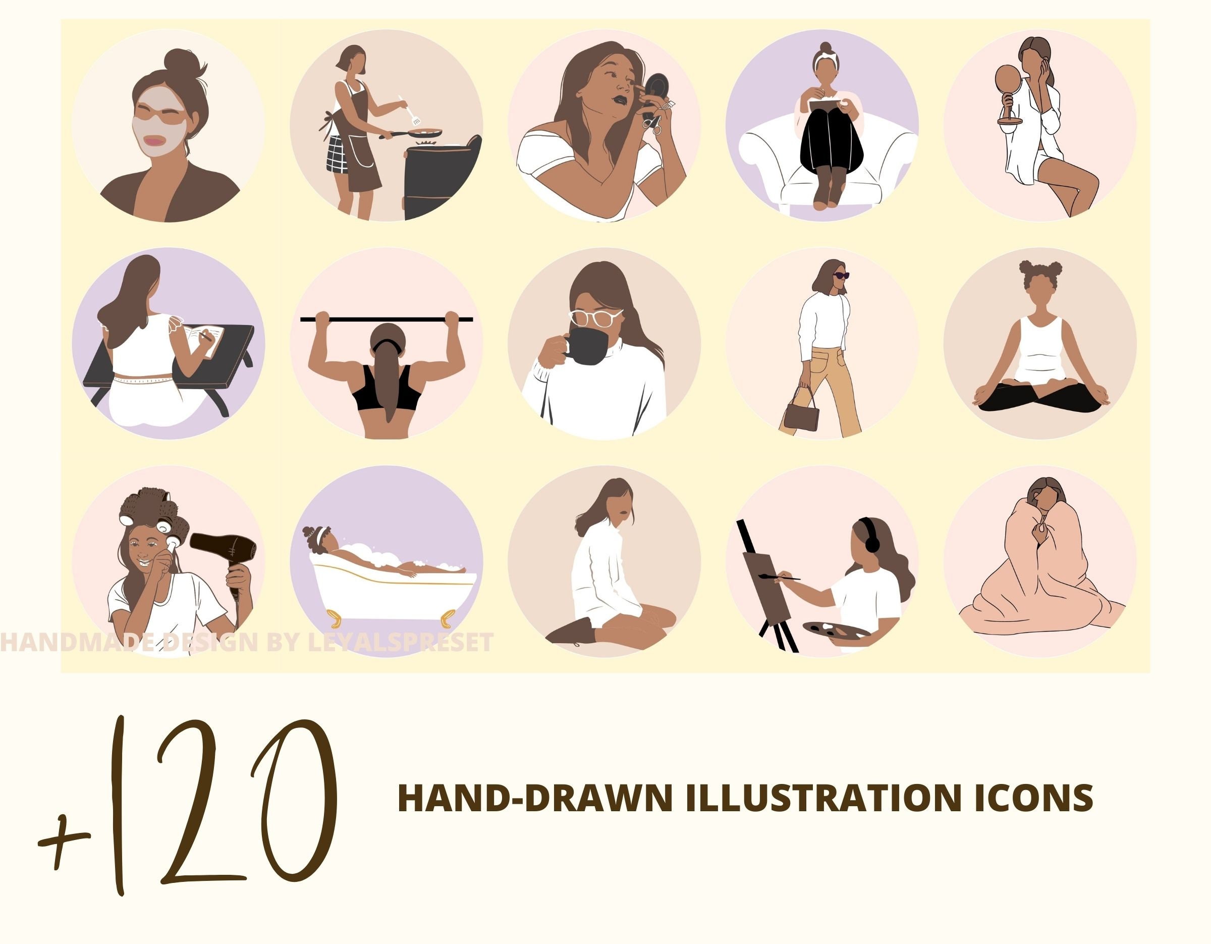 120 Everyday Instagram Story Highlight Trendy Influencers Illustrations ...