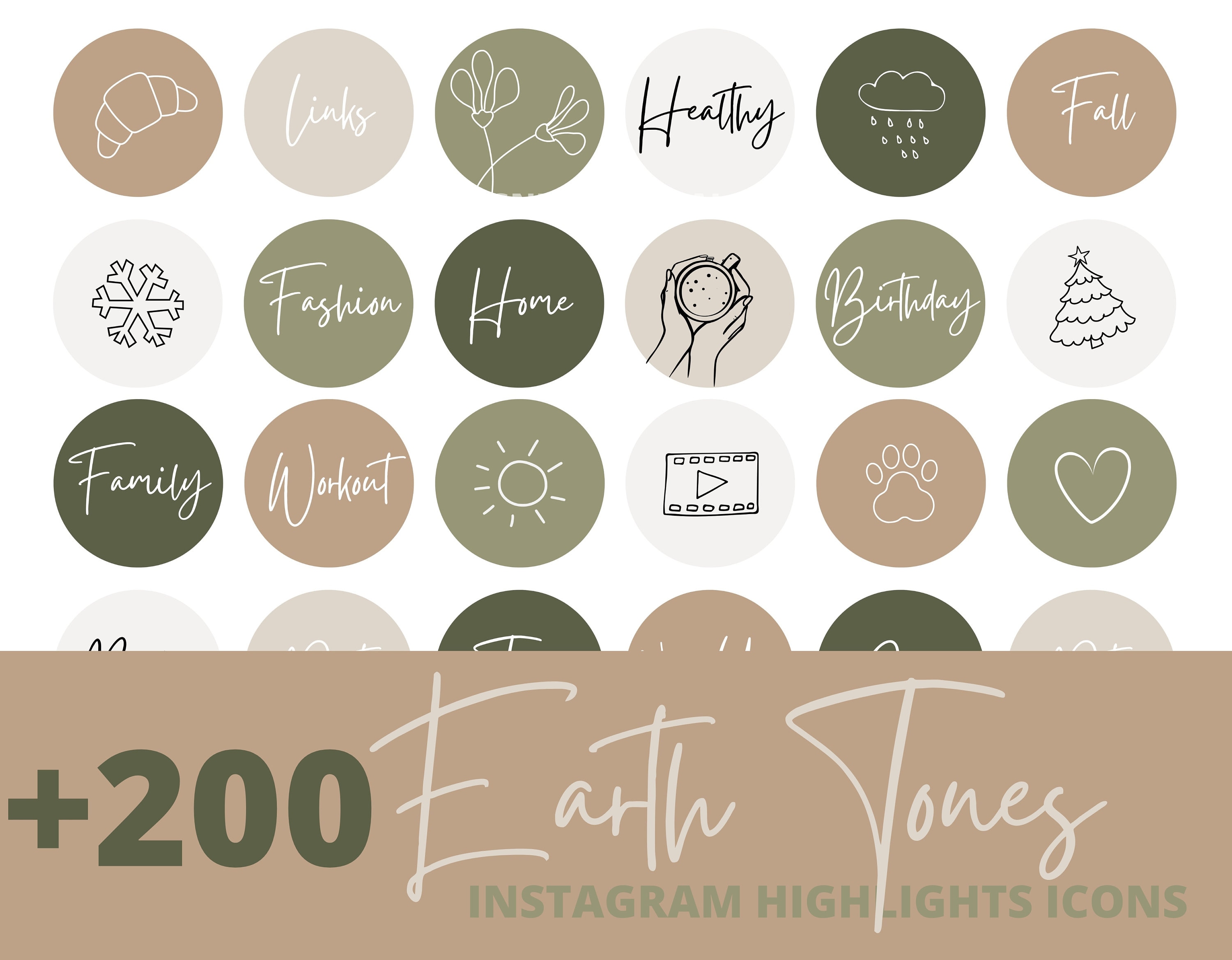 200+ Earth Tone Instagram Lifestyle Story Highlight Cover Icons, Hand ...
