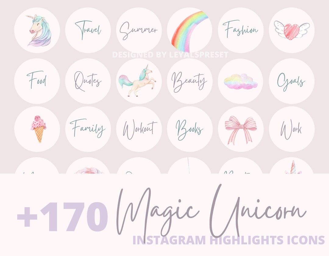 170+ Magic Unicorn Watercolor Instagram Story Highlight Icons, Beige ...