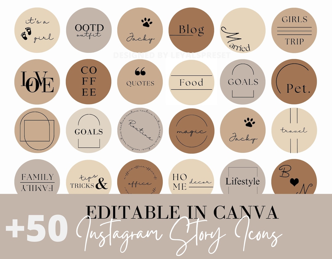 50+ Editable Instagram Highlights, Minimalist Canva Instagram Highlight ...