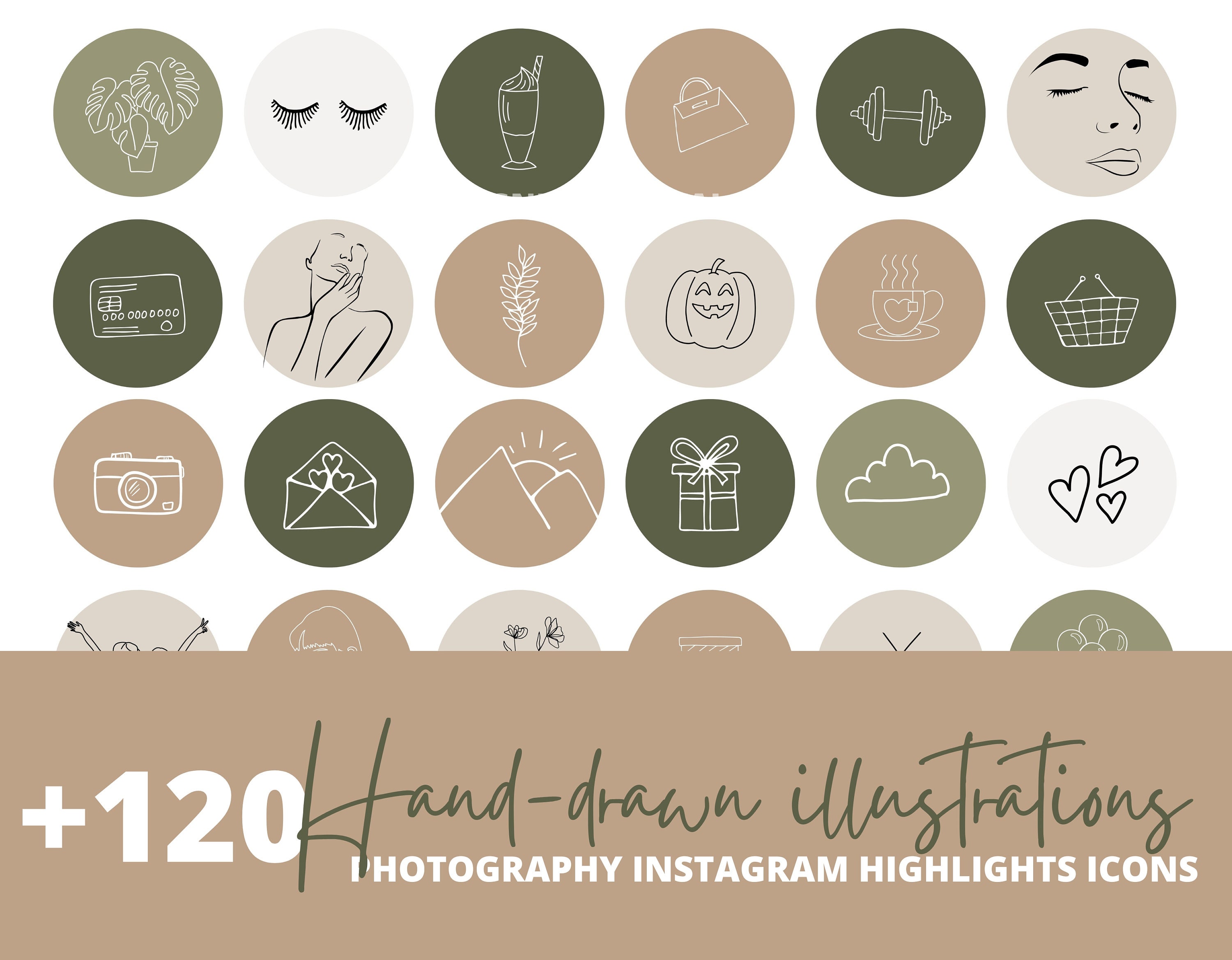 200+ Earth Tone Instagram Lifestyle Story Highlight Cover Icons, Hand ...