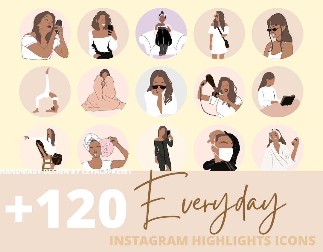 120 Everyday Instagram Story Highlight Trendy Influencers Illustrations ...