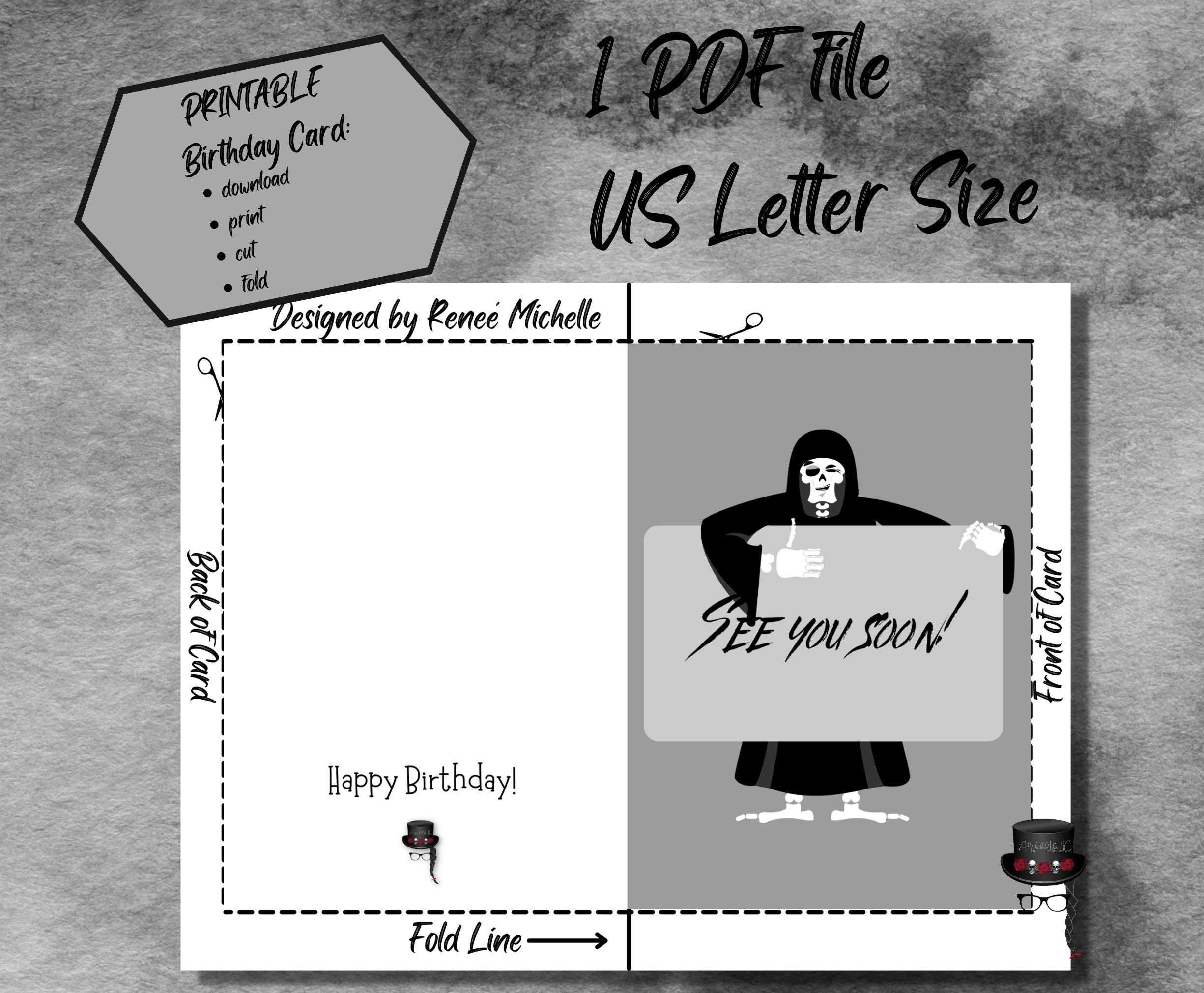 Grim Reaper Birthday Card - Etsy