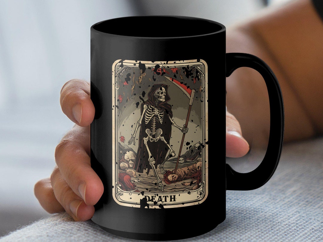 Unique Gothic Death Tarot Card Mug, Mystical Grim Reaper Coffee Cup ...