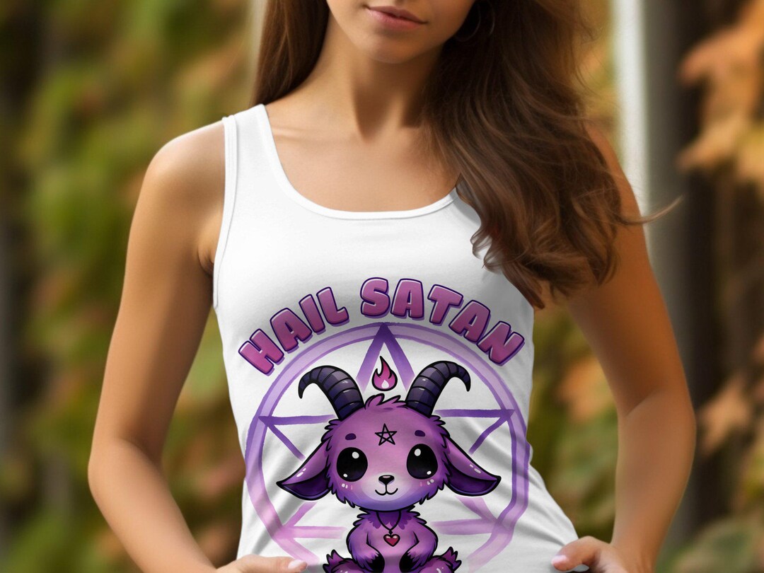 Hail Satan Cute Goat T-shirt, Kawaii Occult Baphomet Goat, Gothic ...