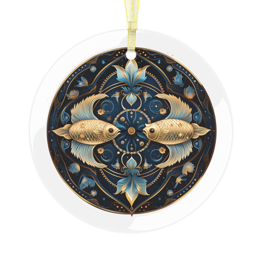 Pisces Zodiac Glass Ornament - Etsy UK