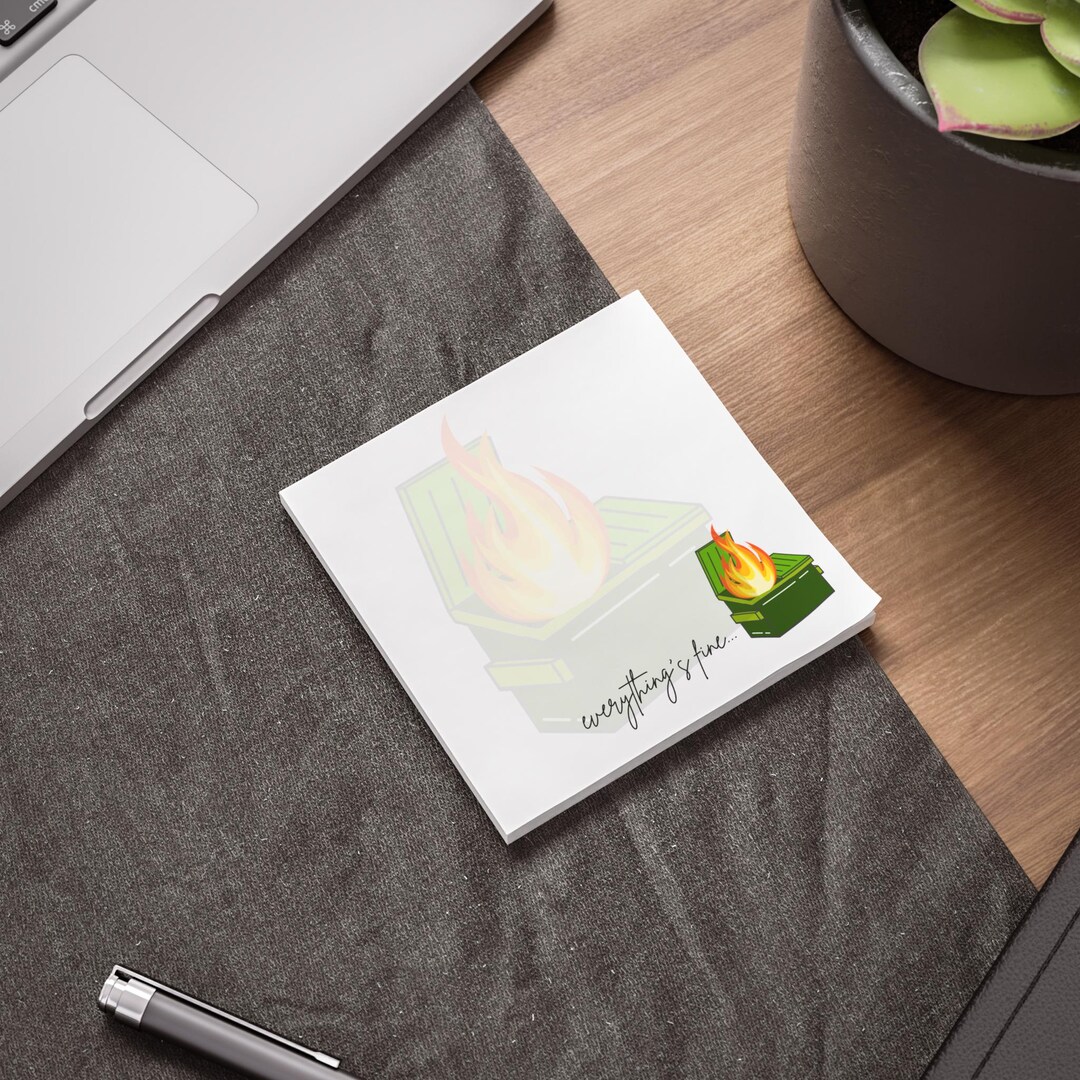 Note Pads, Funny Dumpster Fire Design, Stationery, Office Supplies ...