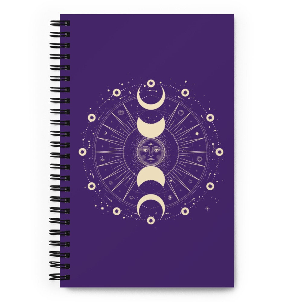 Purple Moon Phase Blank Spiral Notebook - Etsy