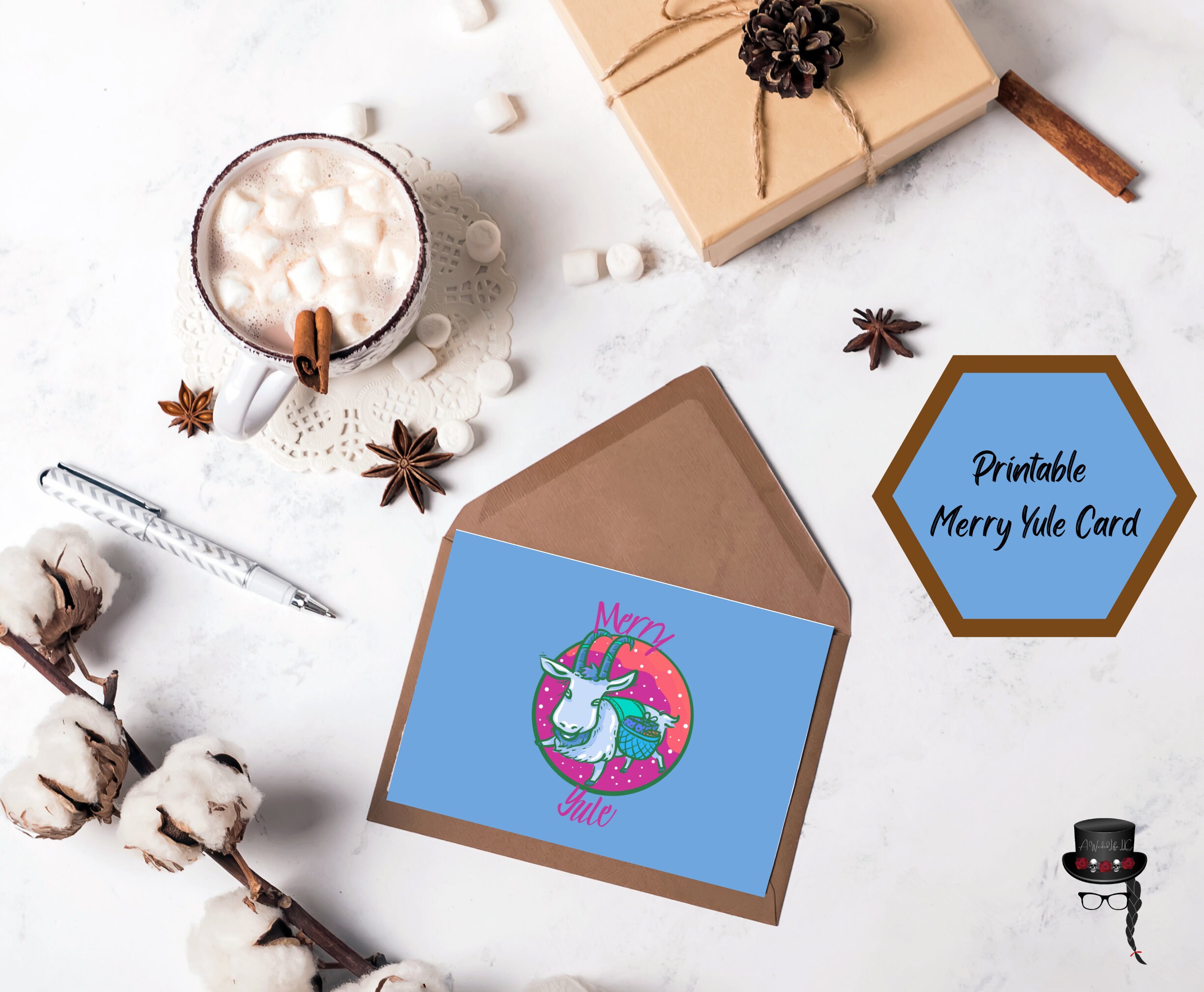 Merry Yule Greeting Card | Printable Greeting Card | Pagan Holiday Card ...