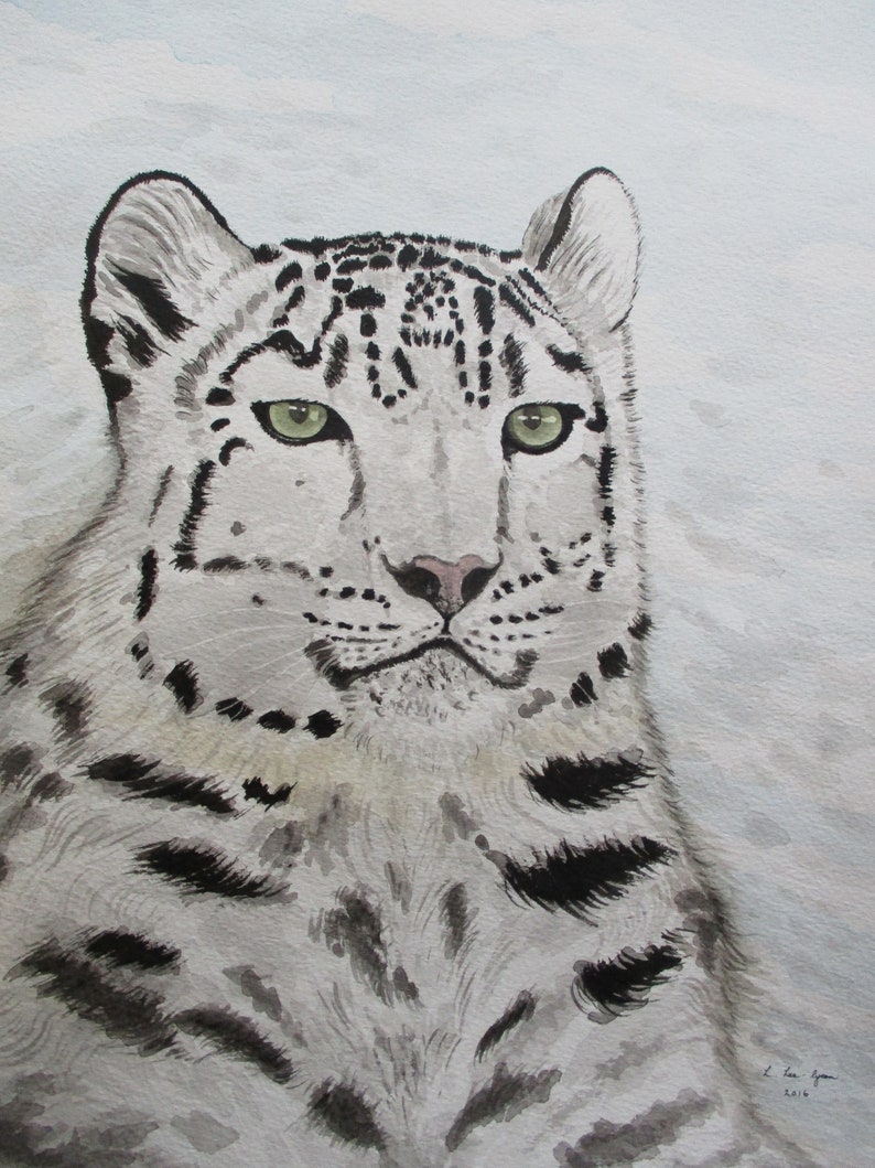 Snow Leopard Painting, Snow Leopard Original Watercolour Painting, Not ...