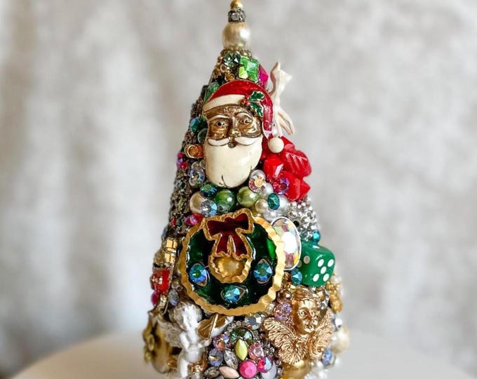 Vintage Jeweled Christmas Tree: Shabby Chic Holiday Decoration Heirloom ...