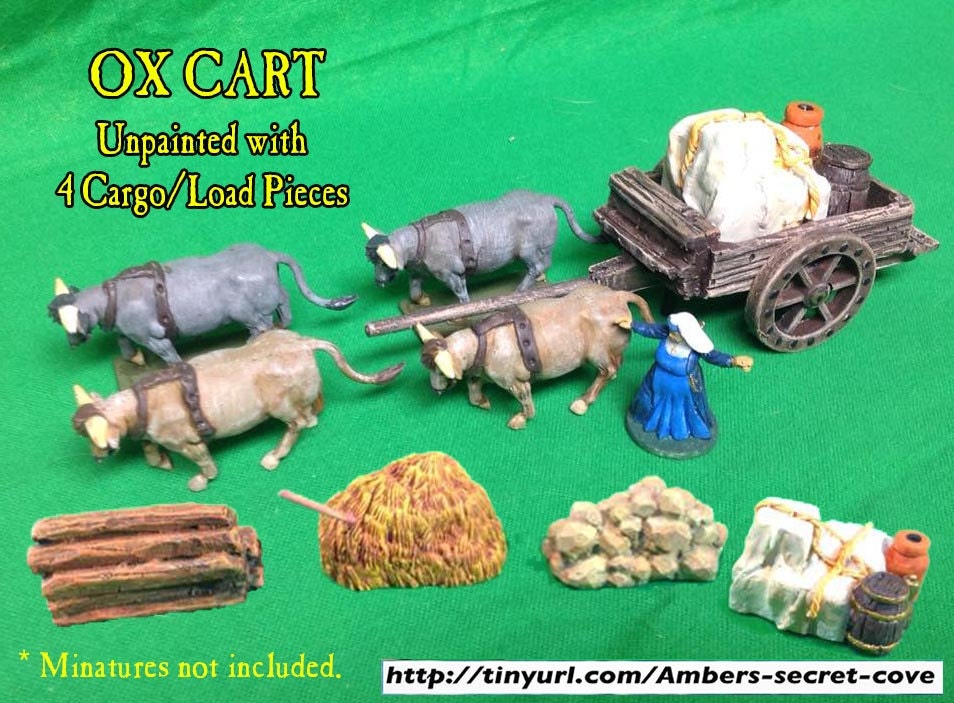 Fantasy Ox Cart Resin Unpainted With Four Cargo Load Pieces - Etsy