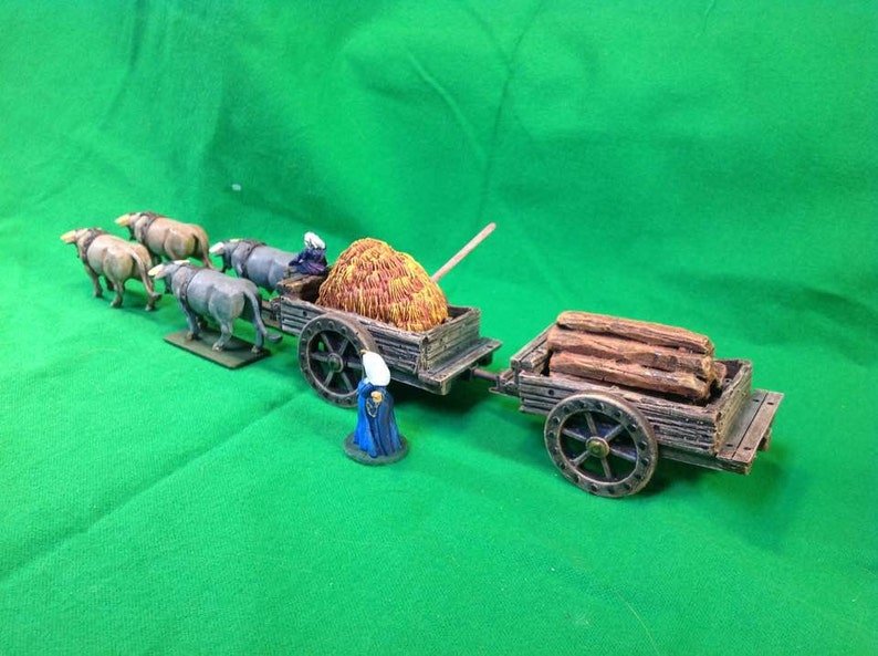 Fantasy Ox Cart Resin Tandem 2x Unpainted Carts With Four - Etsy