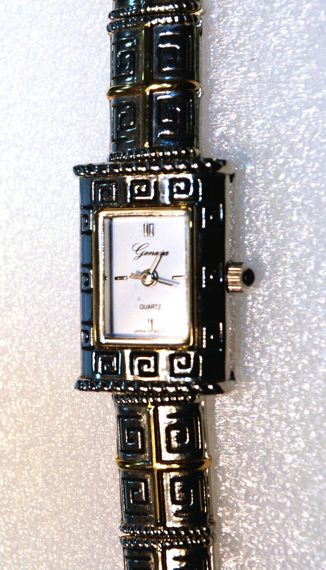 Vintage Black Enamel Greek Key Ladies Watch, Silver Tone Cabochons - Etsy