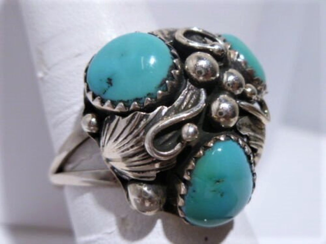 Native American Indian Turquoise Ring Navajo Sterling Silver Jewelry ...