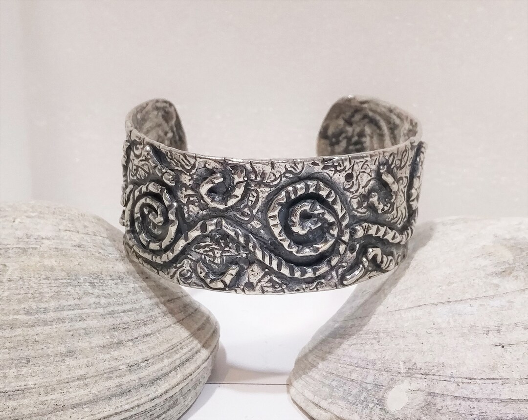 Solid 925 Sterling Silver Rope Cuff Bracelet, Handmade Western Wide ...