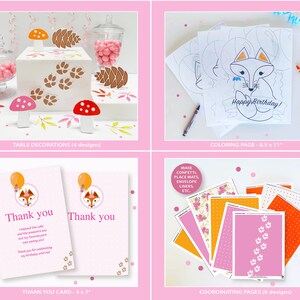 Red Fox Girl Birthday Party Package: Editable Template (instant ...