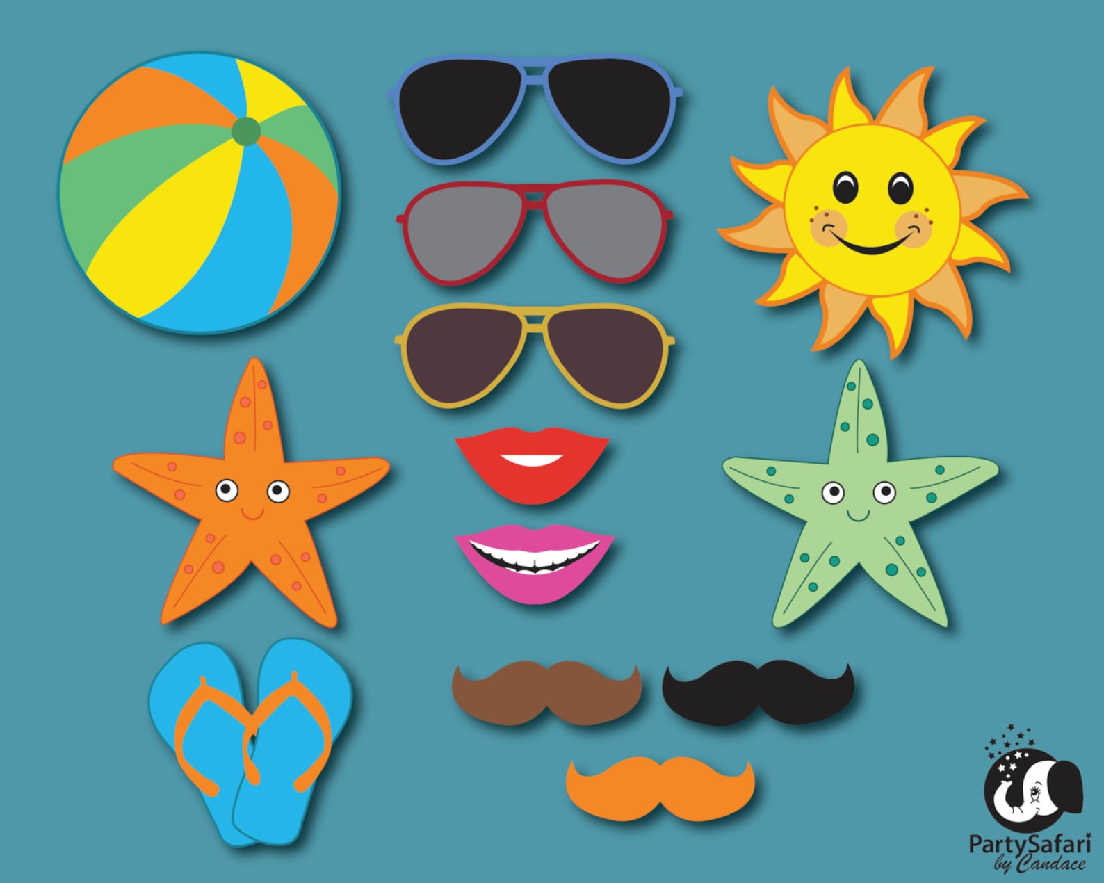 Beach Ball Printable Photo Booth Props | Summer Pool Party Printable ...