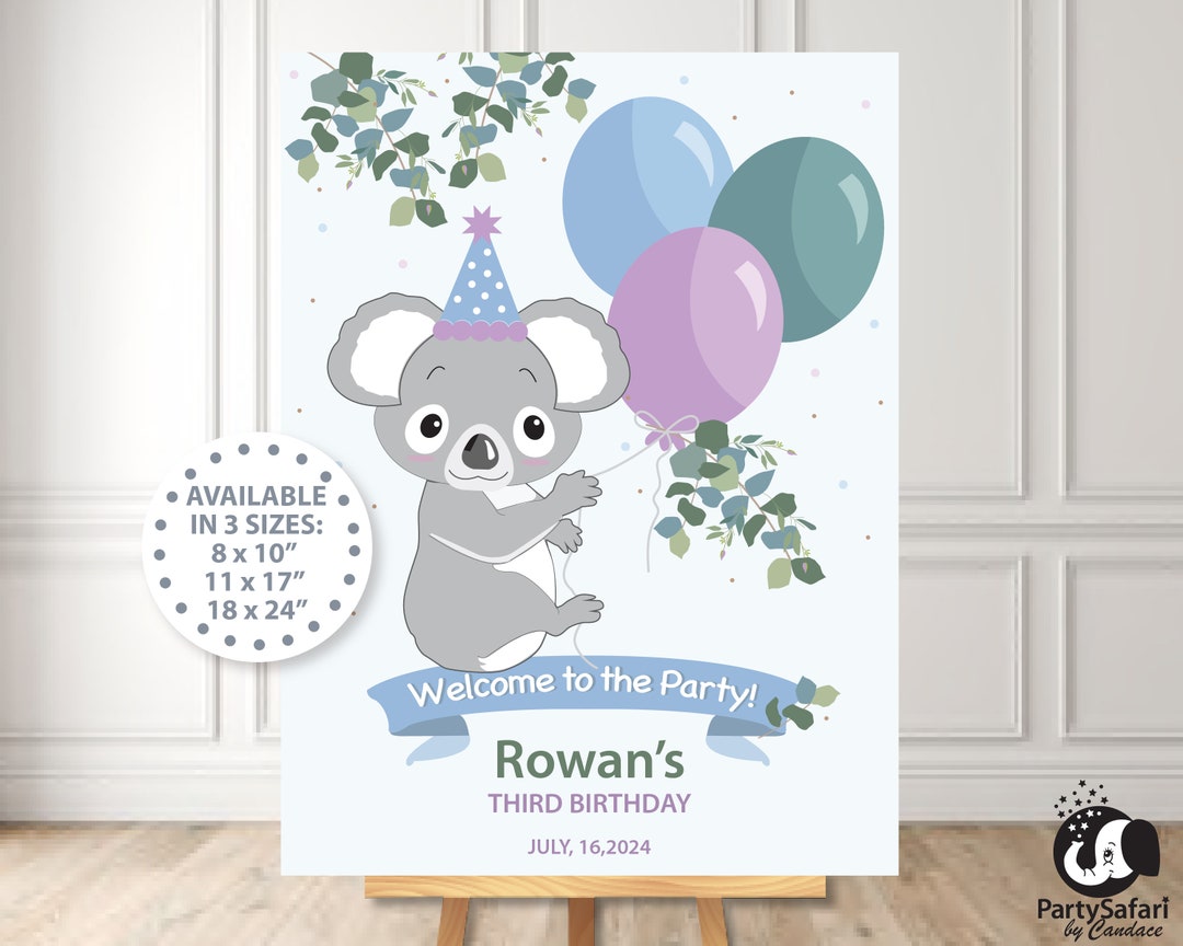 Koala Birthday Welcome Sign: Editable Party Decor (instant Download) - Etsy