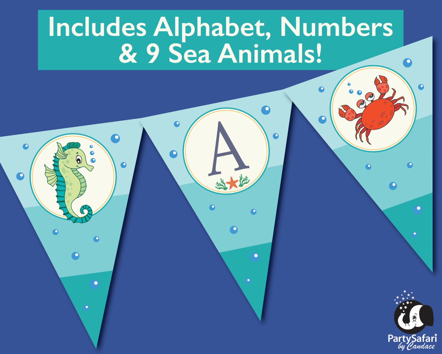 Under the Sea Printable Banner: Alphabet, Numbers, Animals (PDF) - Etsy